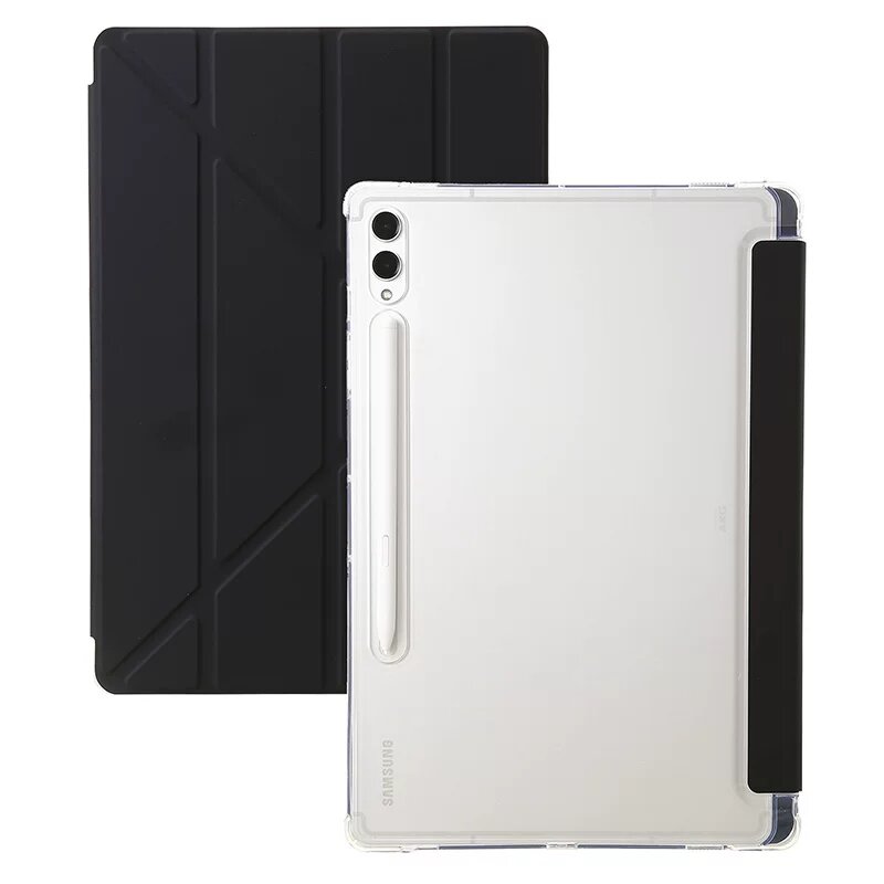 Силиконовый чехол для планшета Samsung Galaxy Tab S9+ 12,4 дюйма черный с закаленным стеклом