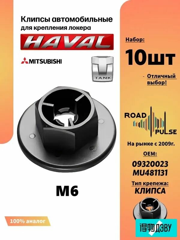 Road Pulse Клипса крепежная автомобильная, 0 мм, 20 шт.