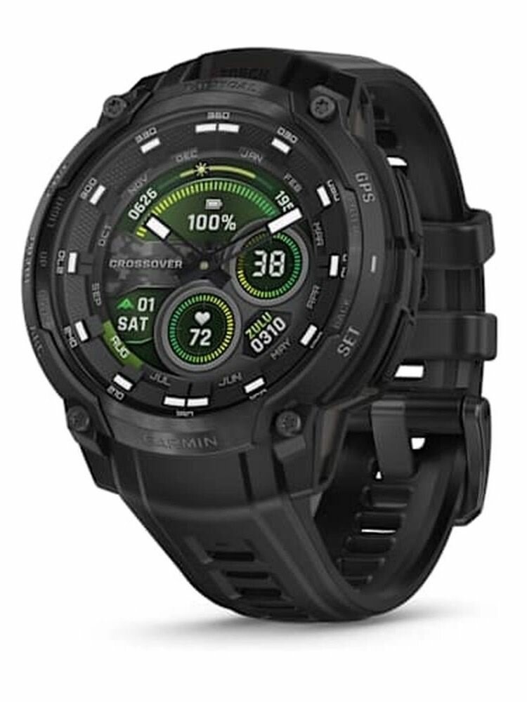 Смарт-часы Garmin Instinct Crossover Amoled Tactical Edition, черный с угольно-черным ремешком