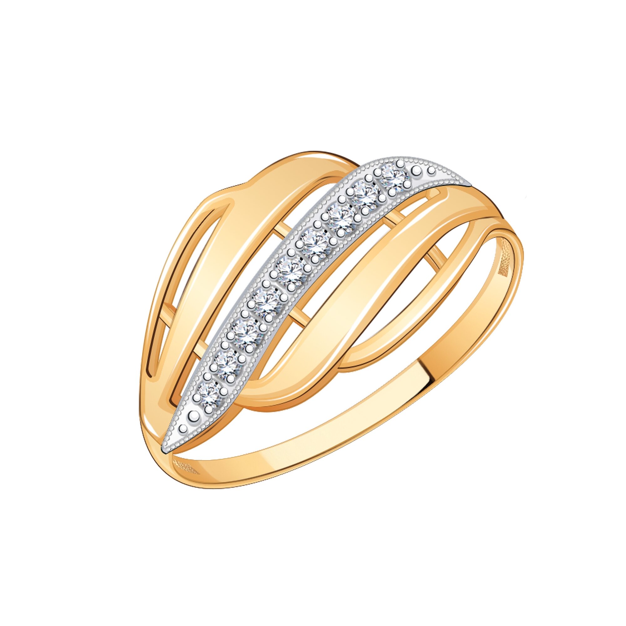 Кольцо Diamant online, красное золото, 585 проба, фианит