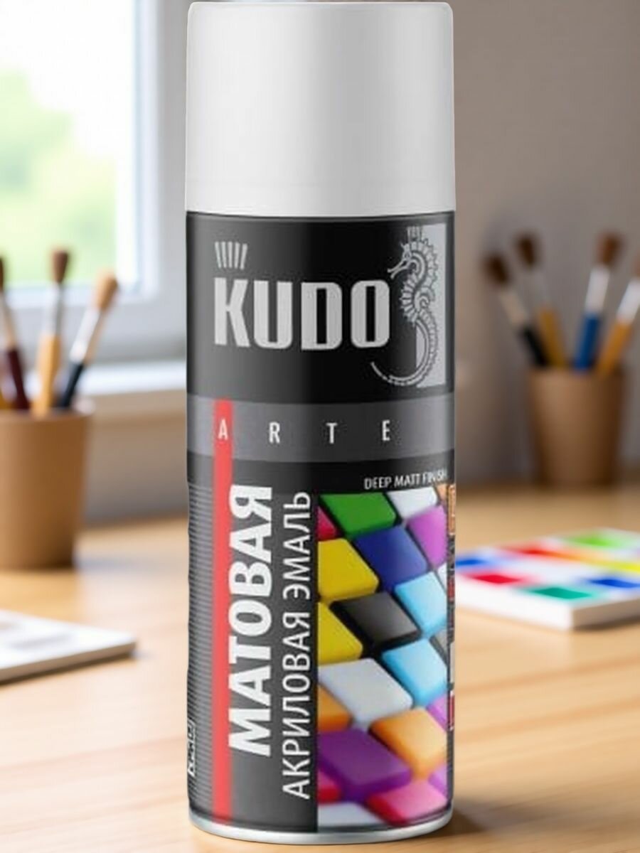 Краска аэрозоль акриловая RAL 9003 белая матовая 520 МЛ KUDO