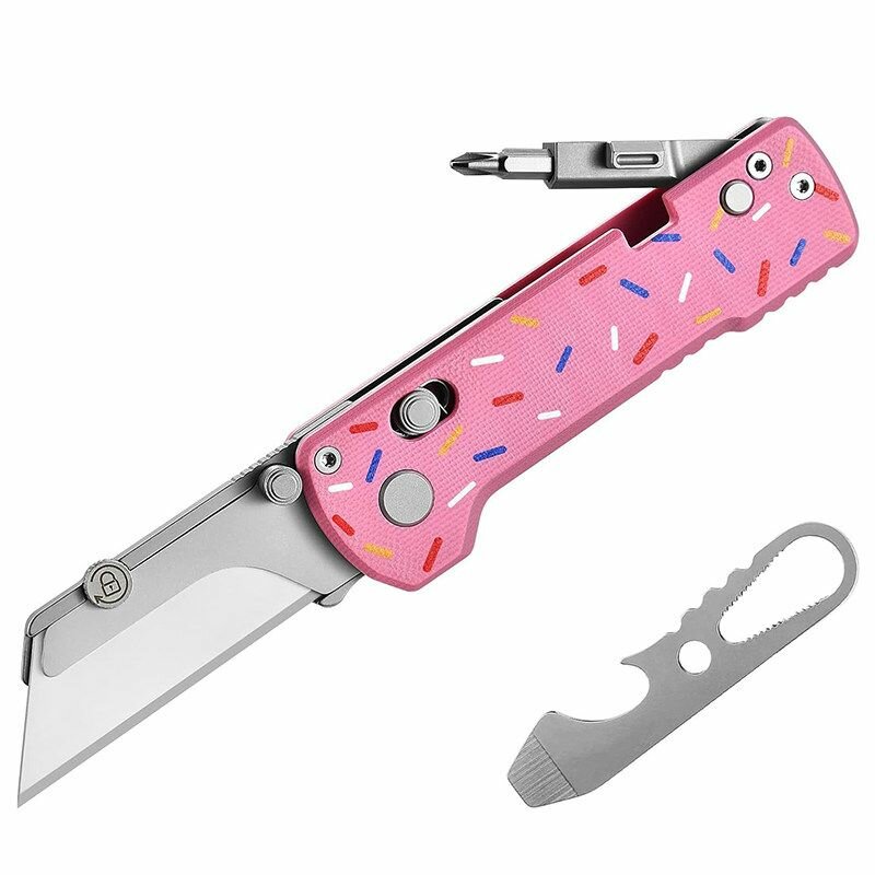 Oknife U1 Pro складной нож-бритва, розовый пончик, G10, с отверткой