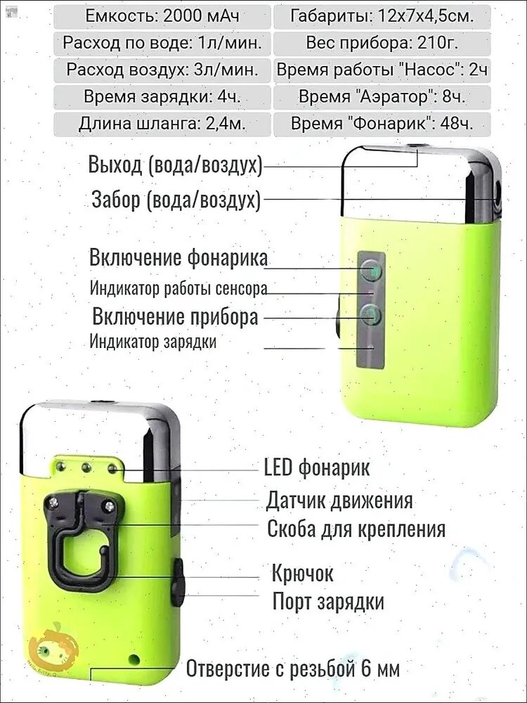 Автономный садовый душ с сенсорным управлением и мощной батареей, белый, ABS пластик, Китай — фото 1