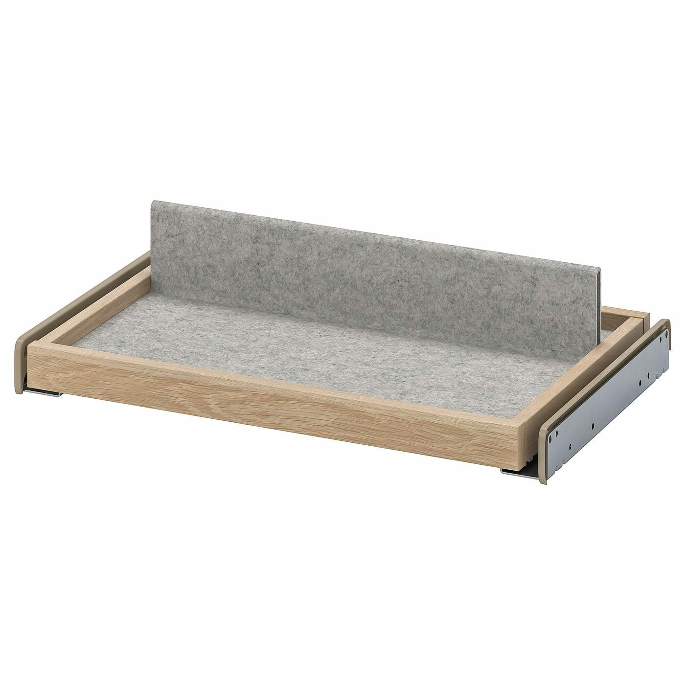 Корзина для хранения IKEA KOMPLEMENT выдвижной лоток с вкладышем для обуви, 50x35 см, имитация дуба выбеленная/светло-серый 893.321.24