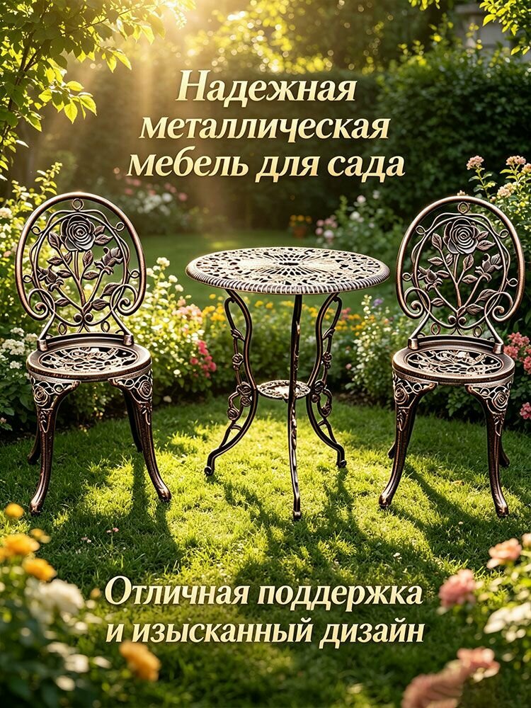 Садовый стул, Металл, 68х68х17 см, 3 шт
