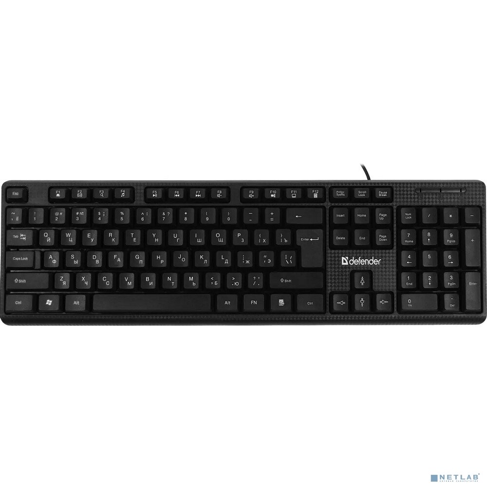 Defender Клавиатура Daily HB-162 RU, черный,104 кнопки +FN, 1.8м