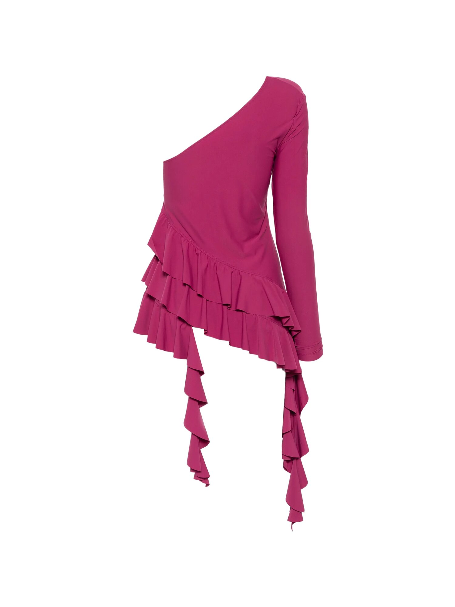 Топ LOVE MOSCHINO One-shoulder ruffled top, размер 42, фиолетовый — фото 1