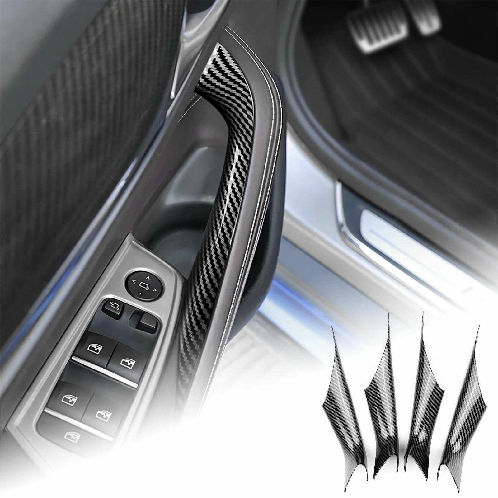 Для BMW 5 серии G30 2017 2018 2019 2020 2021 2022 2023 ручка двери ABS карбоновый вид глянцевый черный матовый внутренний декоративный покрытие.