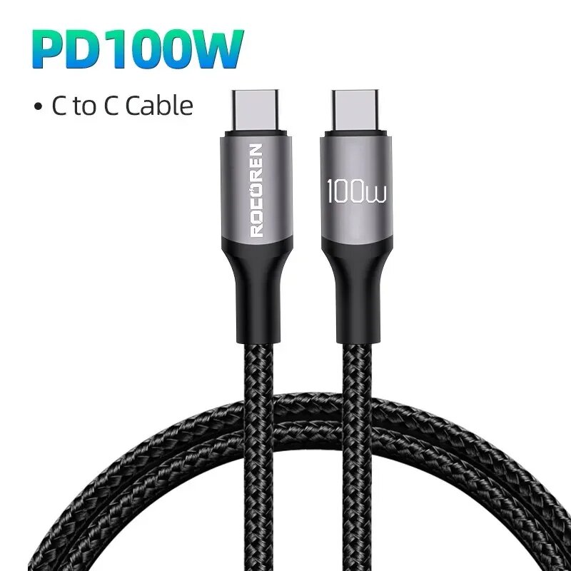 Кабель зарядный Rocoren USB Type-C на USB C, 240/3,1 Вт, 5 А, 2/3 м