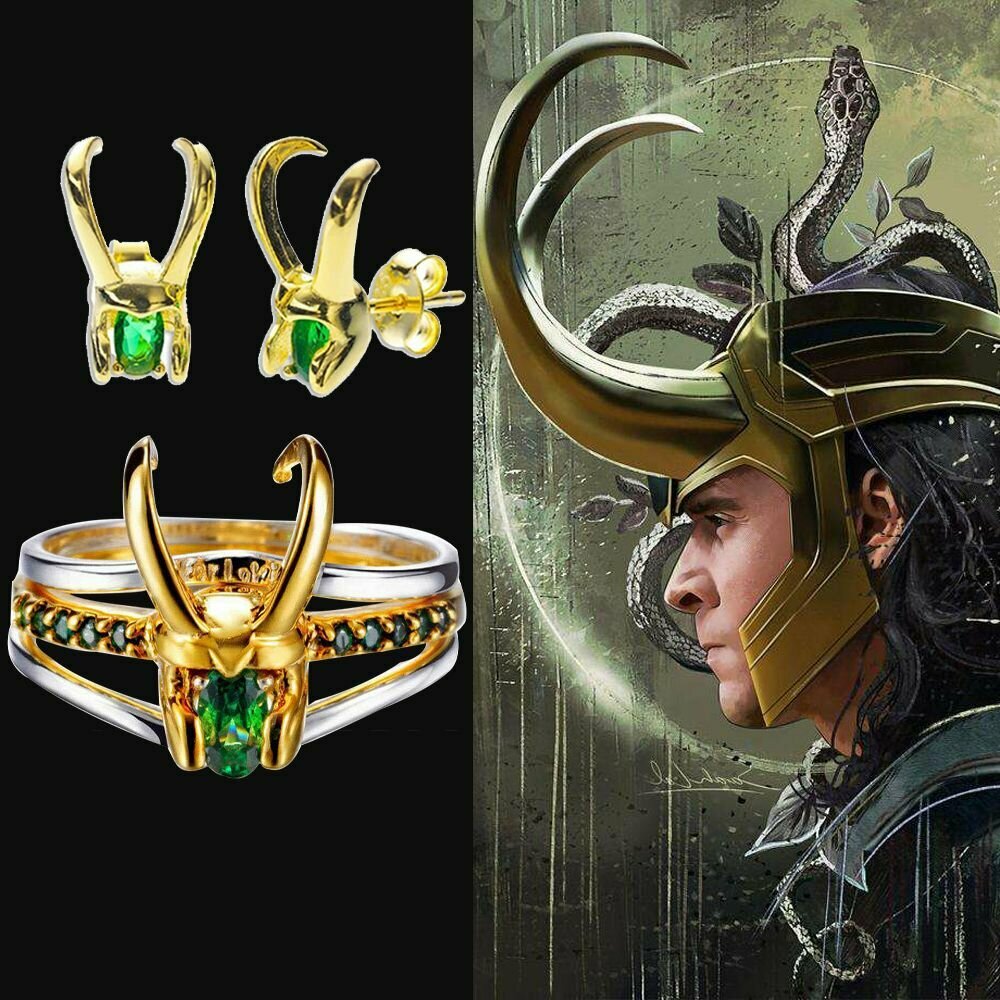 Комплект бижутерии LOKI: серьги, кольцо