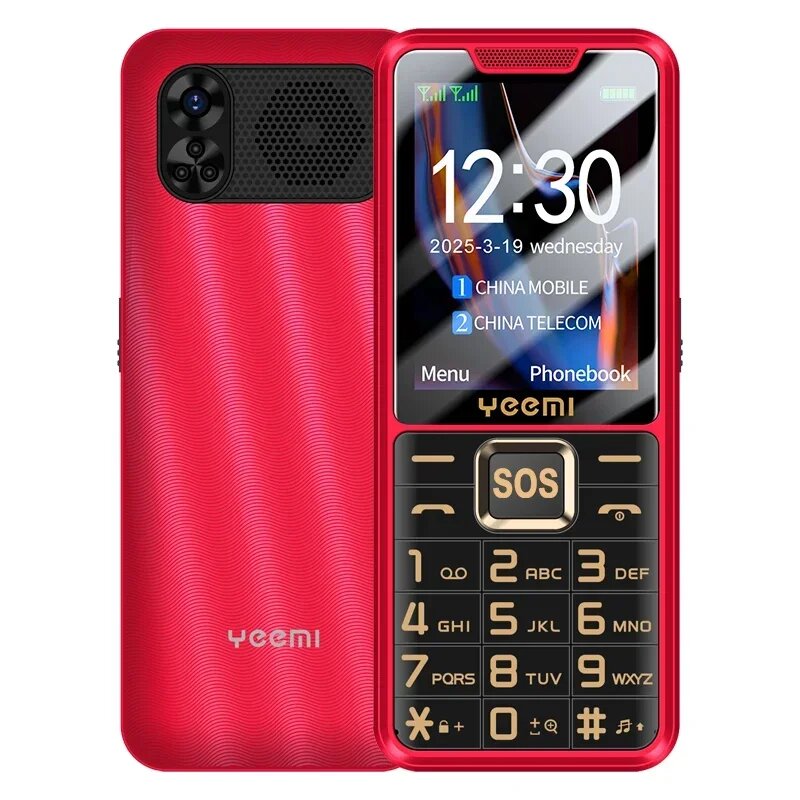 YEEMI K3 4G Телефон для пожилых, красный, SOS, иврит