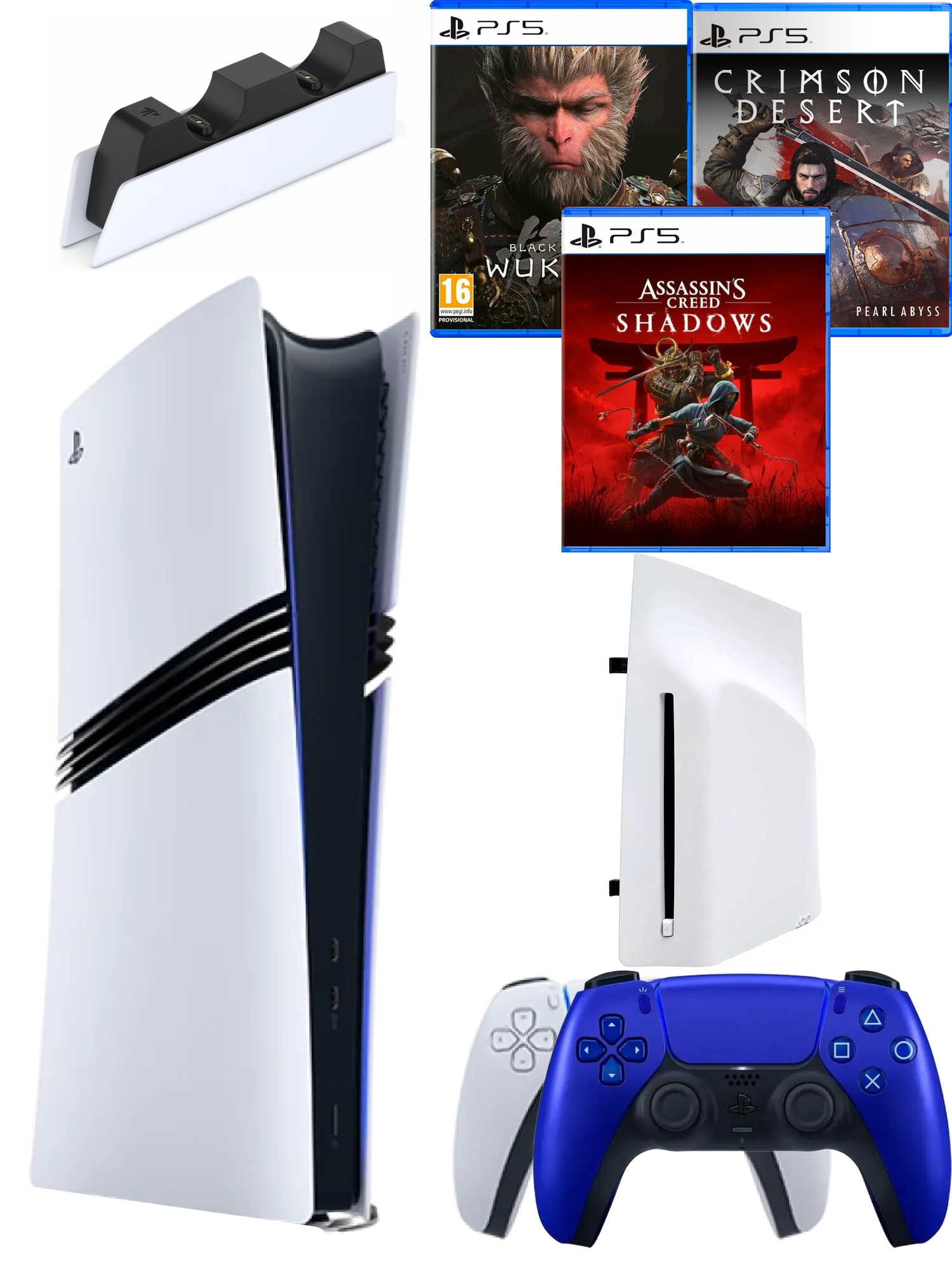 Игровая приставка Sony PS 5 Pro Digital Edition+Зарядная станция+ Дисковод +2-ой геймпад+3 игры , 2Tb SSD