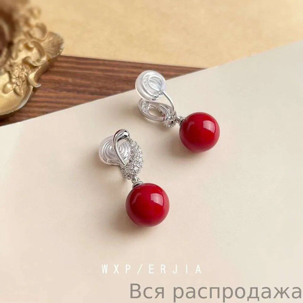 Серьги, красный — фото 1