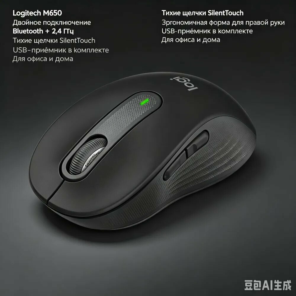 Мышь беспроводная Logitech Signature M650, черно-серый