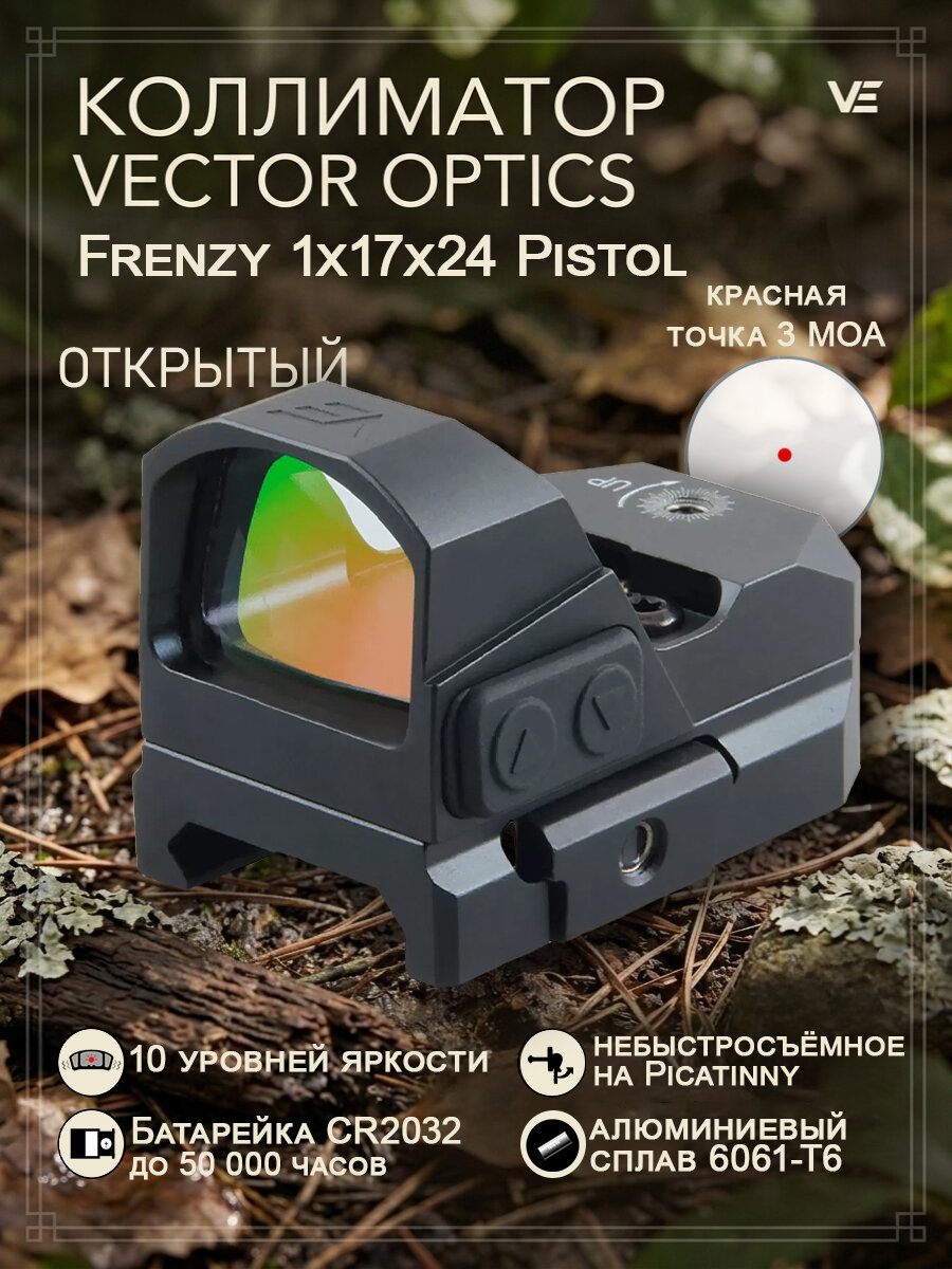 Коллиматорный прицел Vector Optics Frenzy 1x17x24 Pistol, точка 3 МOA красная