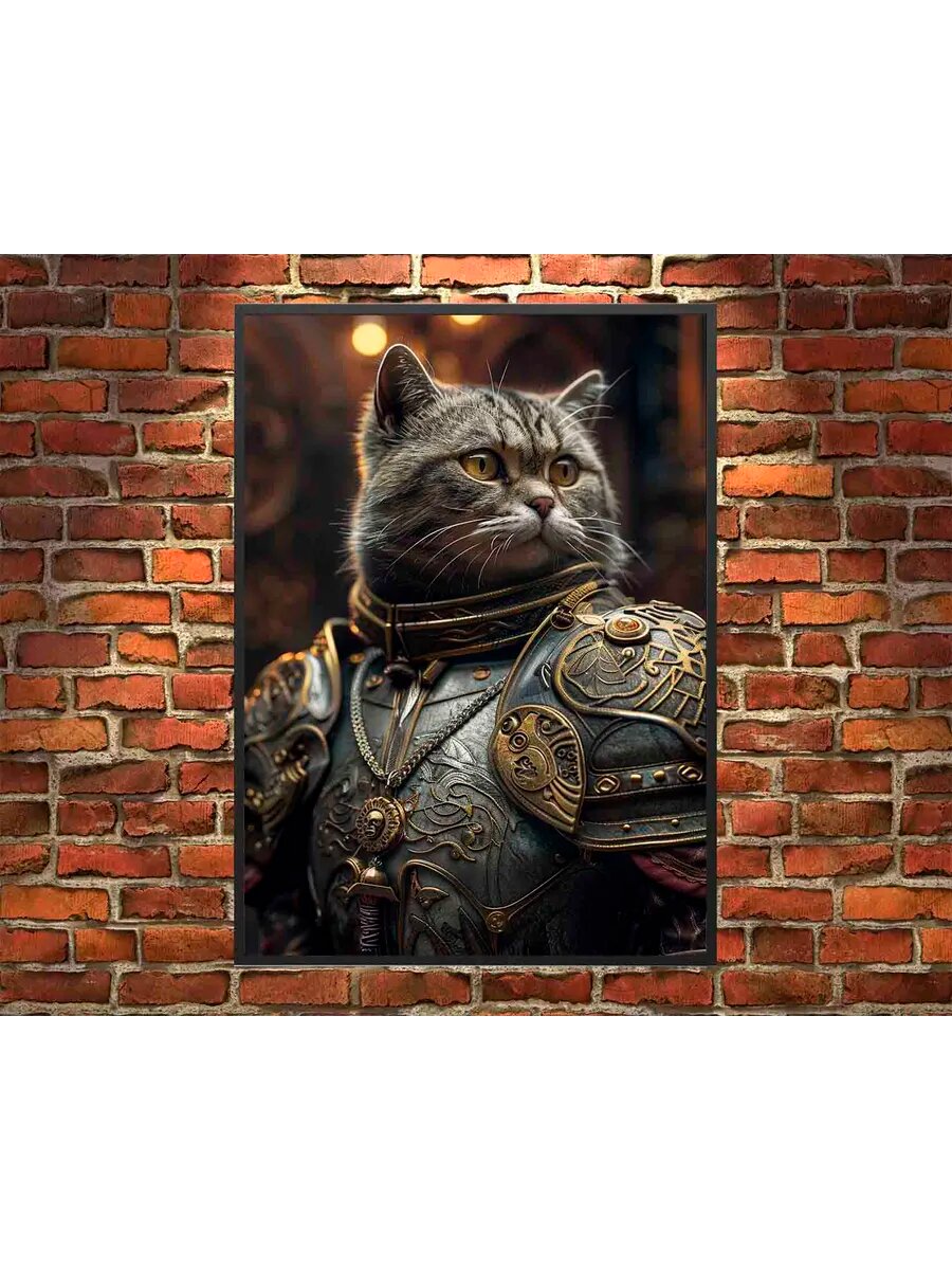 Шотландский вислоухий кот Рыцарь 2, Плакат 30x42см