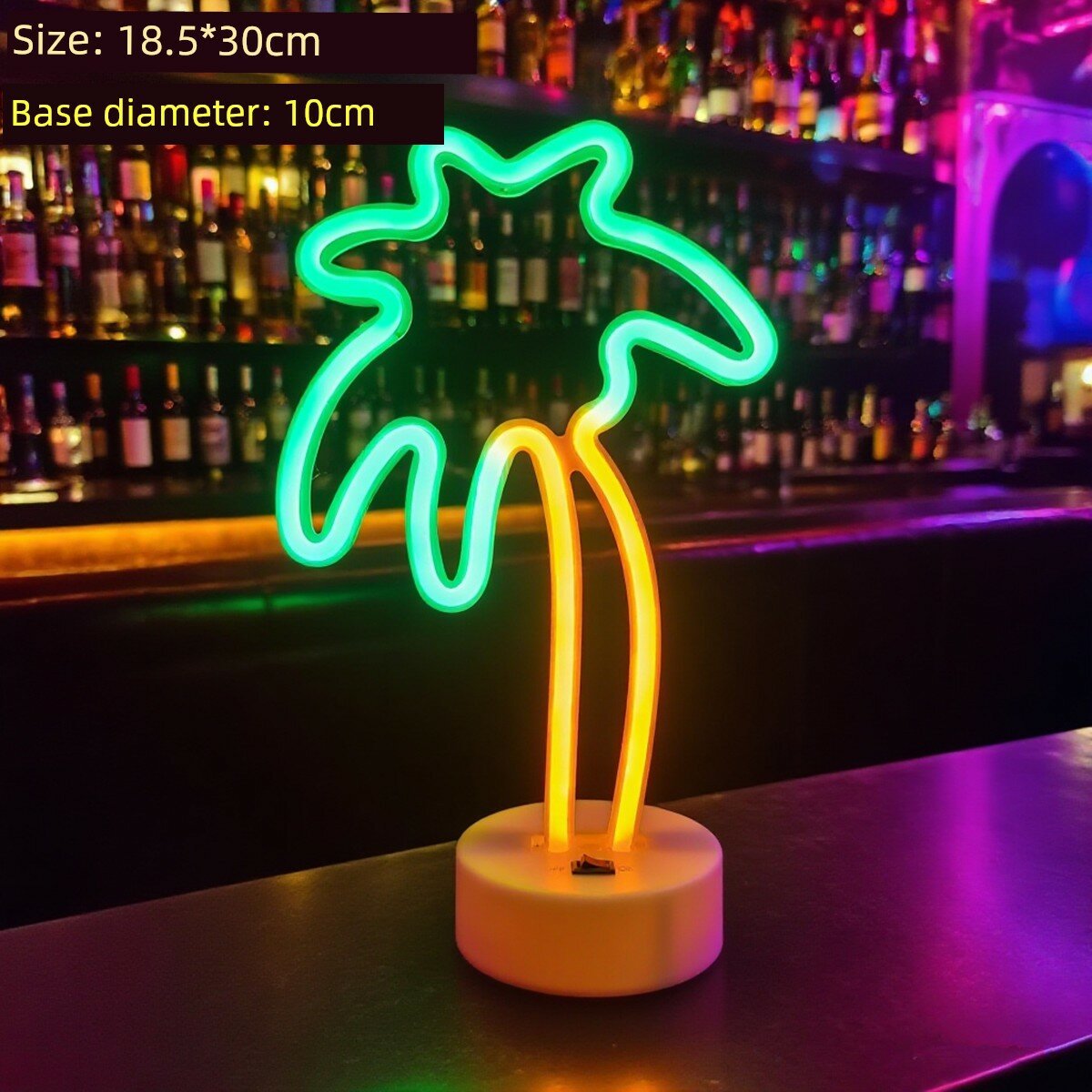 LED-лампа в виде пальмы с неоновой подсветкой для стола, спальни, бара и игровой комнаты - USB-зарядка с батарейкой