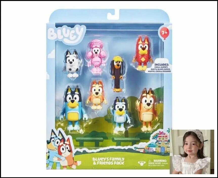 Набор из 8 фигурок Bluey Family & Friends коллекционный набор игрушек для детей