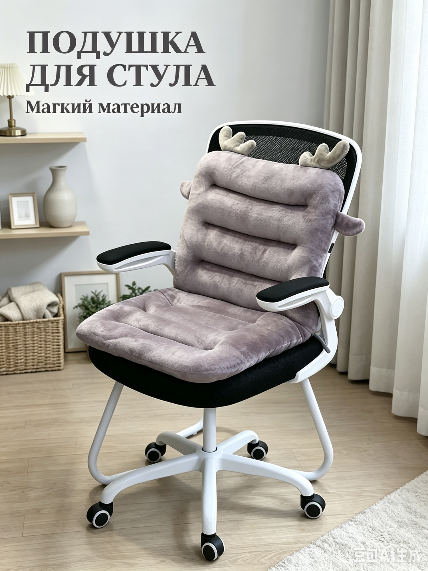 Сидушка на офисное кресло, мягкая, узор оленя, размер 85*45 см