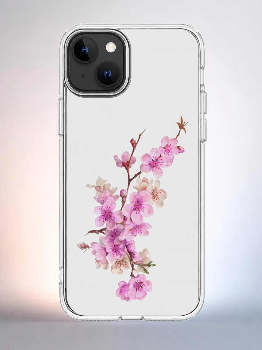 Чехол iPhone 14 сакура, фиолетовые цветы y2k Indie sleaze