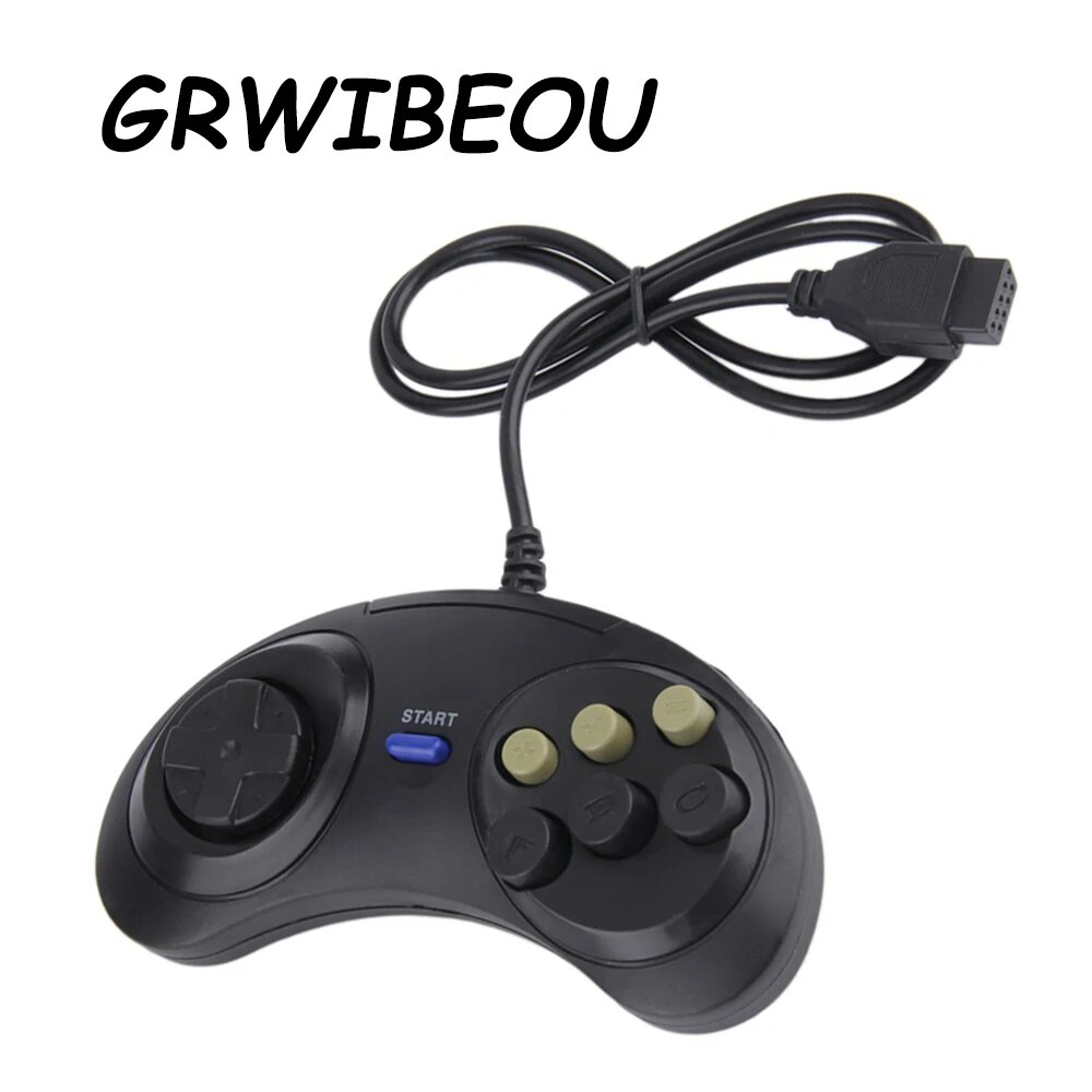 Проводной геймпад GRWIBEOU черный для SEGA MD