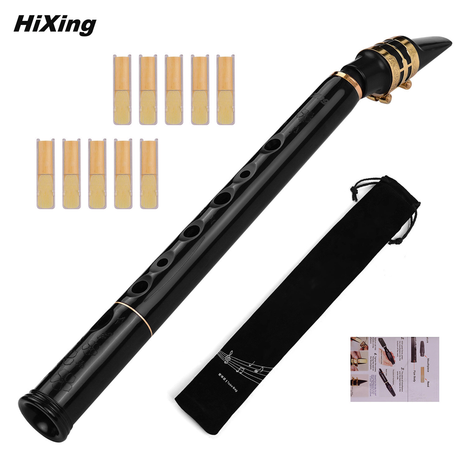 Мини-карманный саксофон HiXing C Key, саксофон из АБС-пластика с мундштуками, 10 шт, сумка для переноски тростей, деревянный духовой инструмент