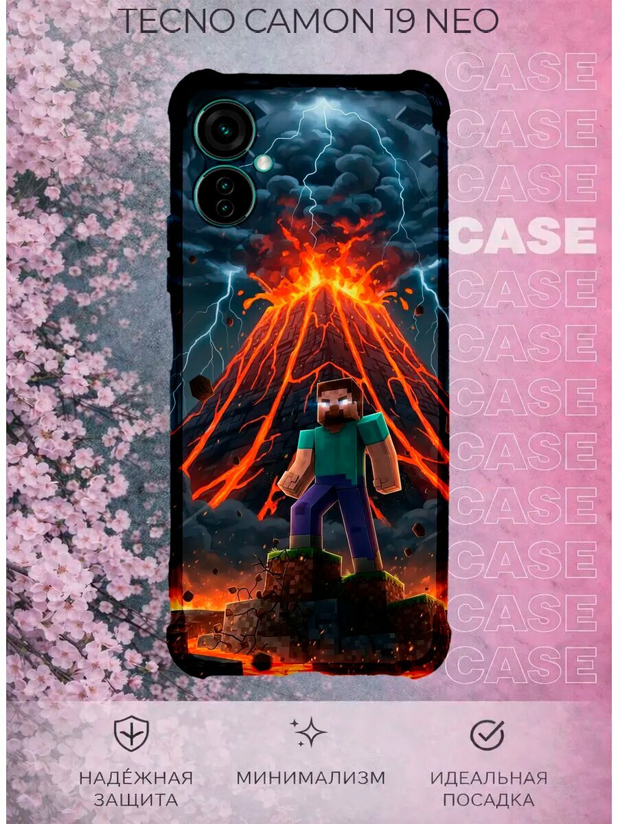 Чехол на Camon 19 Neo с принтом Майнкрафт херобрин