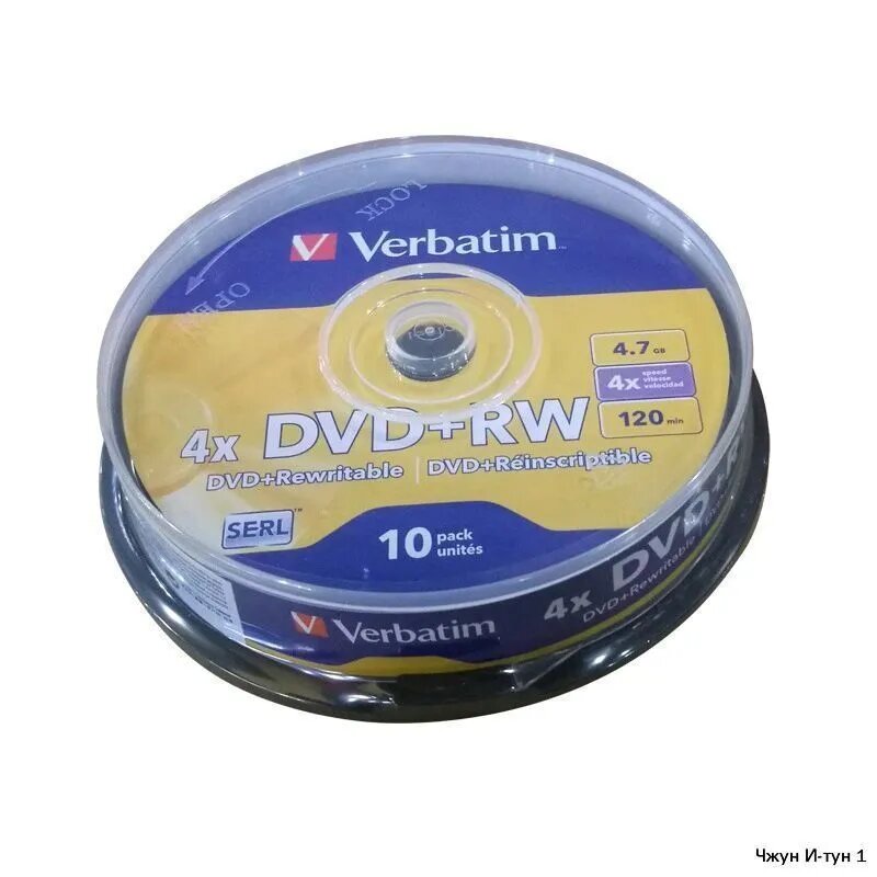 Диск для записи Verbatim DVD+RW 4,7 ГБ 4x, 10 шт, Скорость 4x