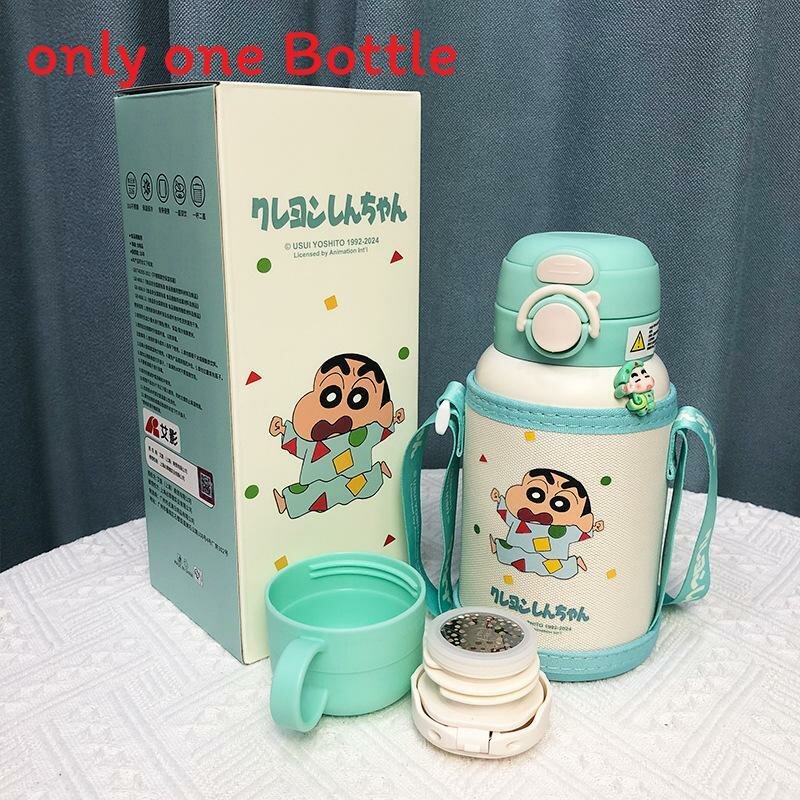 Crayon shinchan kids изоляционная бутылка с трубочкой и большим объемом для путешествий двойная крышка 500 мл