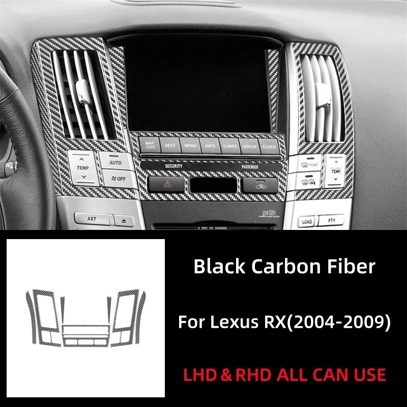 Для Lexus RX330/350 2004-2009: Накладка на центральную панель управления из настоящего мягкого карбона, декоративная наклейка-накладка на рамку экрана