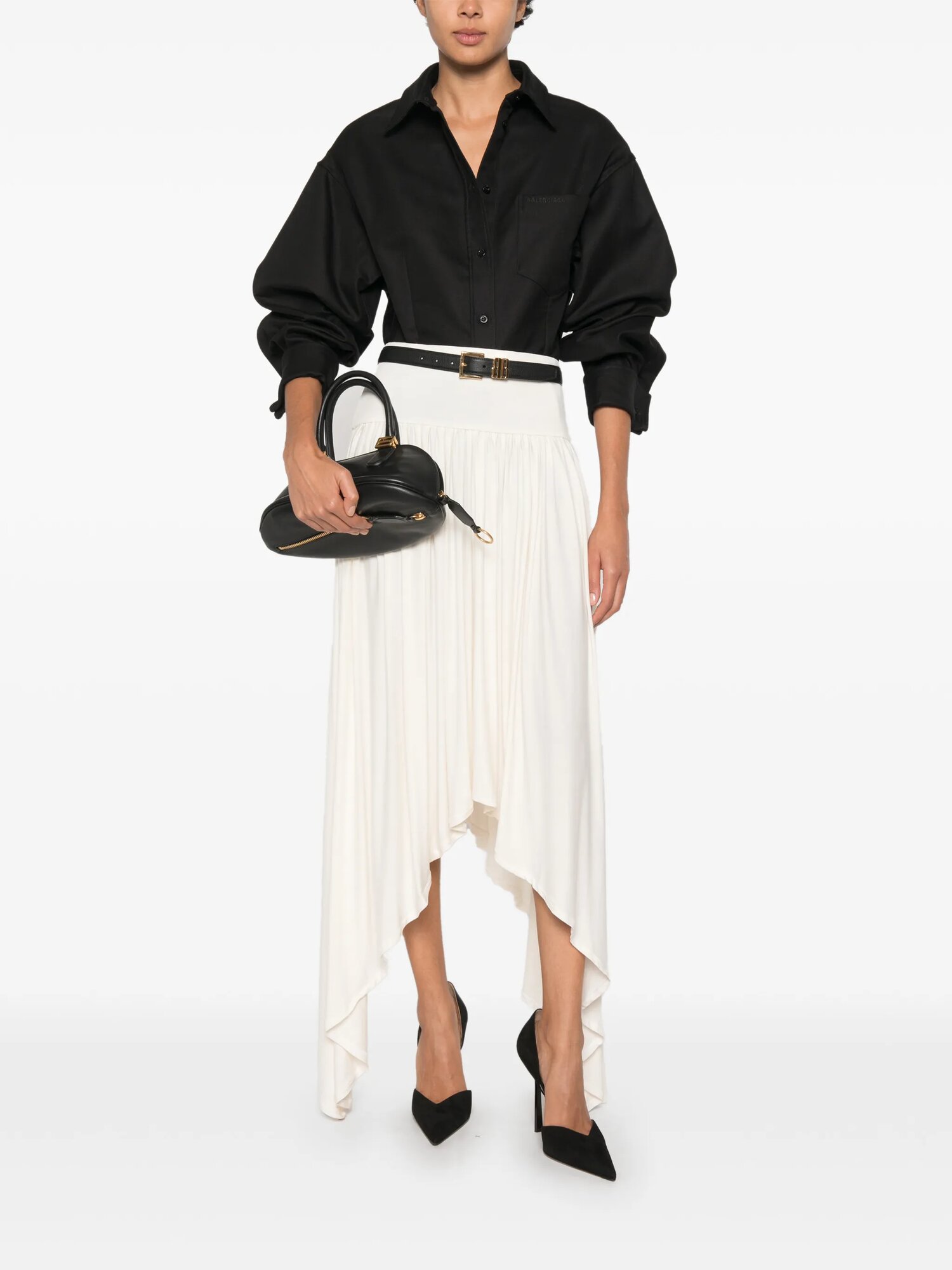 Рубашка BALENCIAGA Classic shir in black, размер 34, черный — фото 1