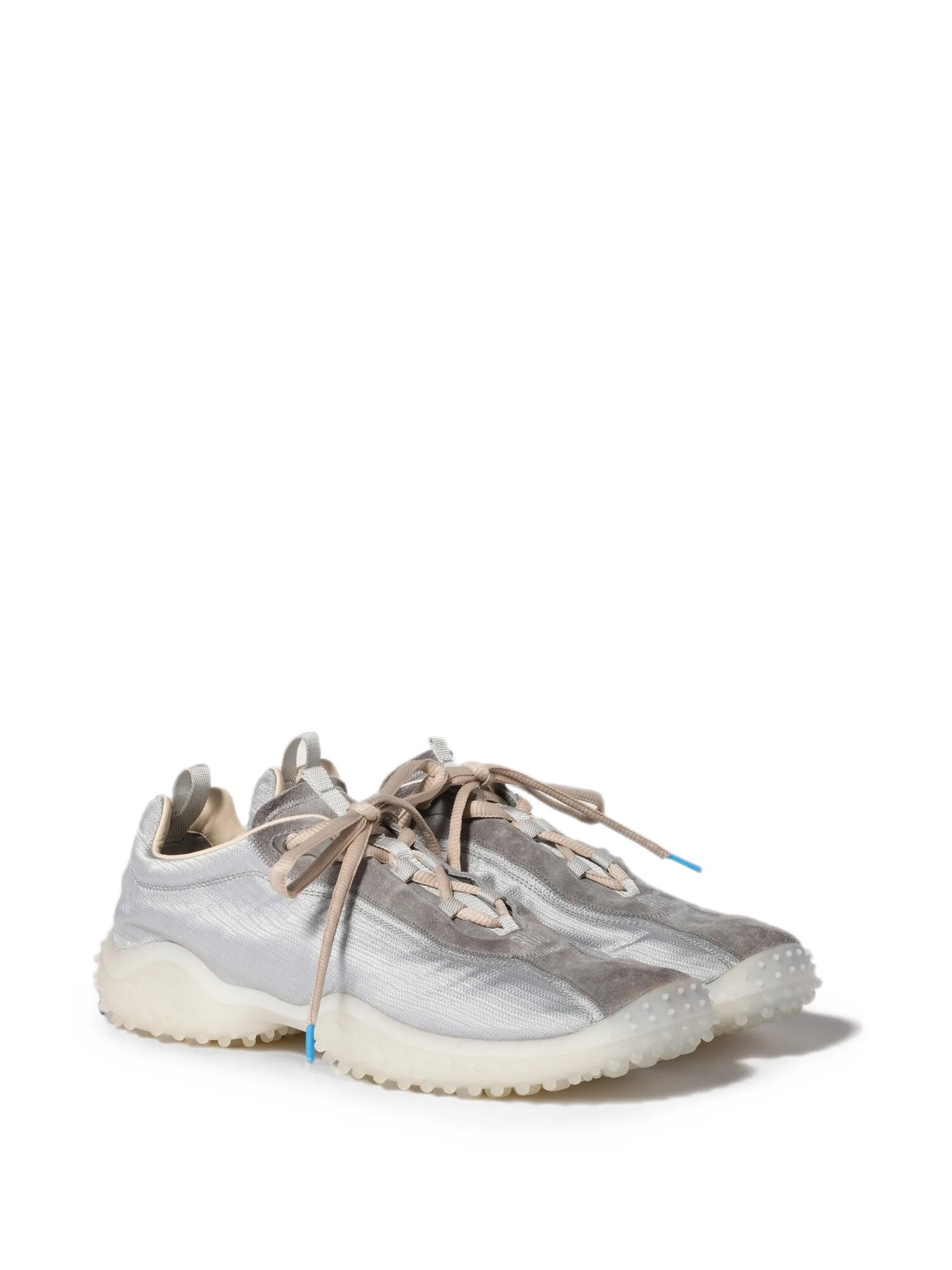 Кроссовки Miu Miu Bubble technical fabric and suede sneakers, размер 36, серебристый — фото 1