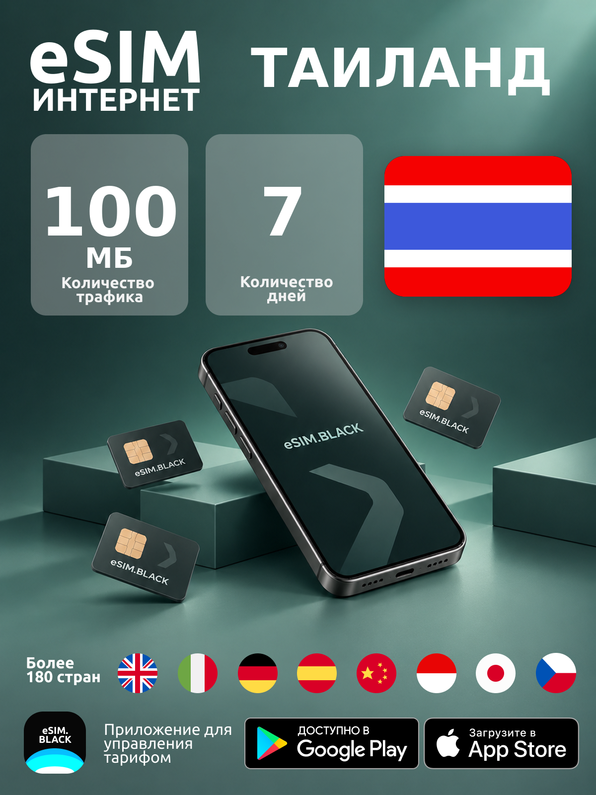 Таиланд/7 дней/100 МБ - eSIM для мобильного интернета ( iPhone | Android ).