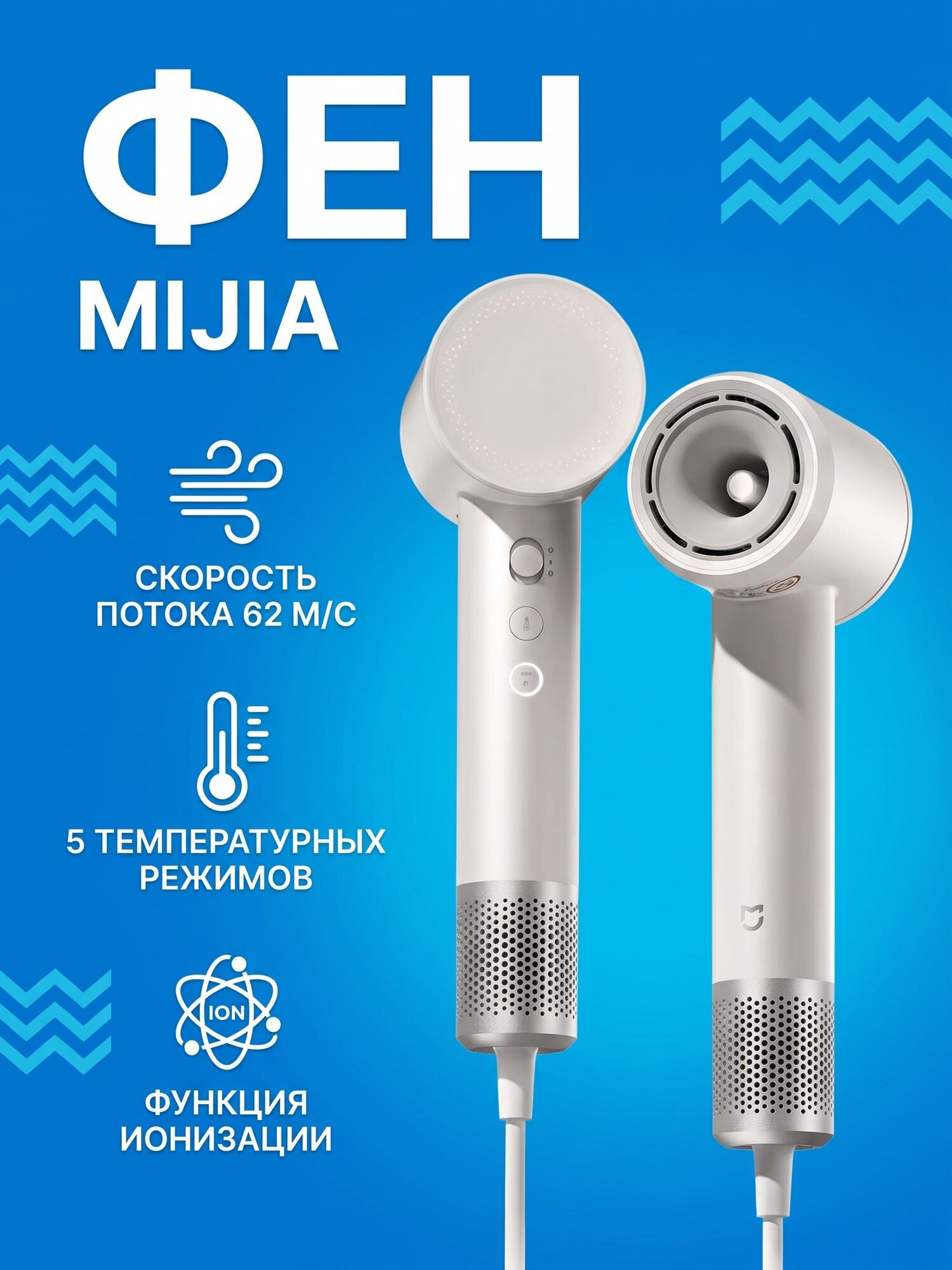 Фен для волос Mijia High Speed Hair Dryer Pro Beimu White SGHF4PLF/GSHF4PLF, CN, белый