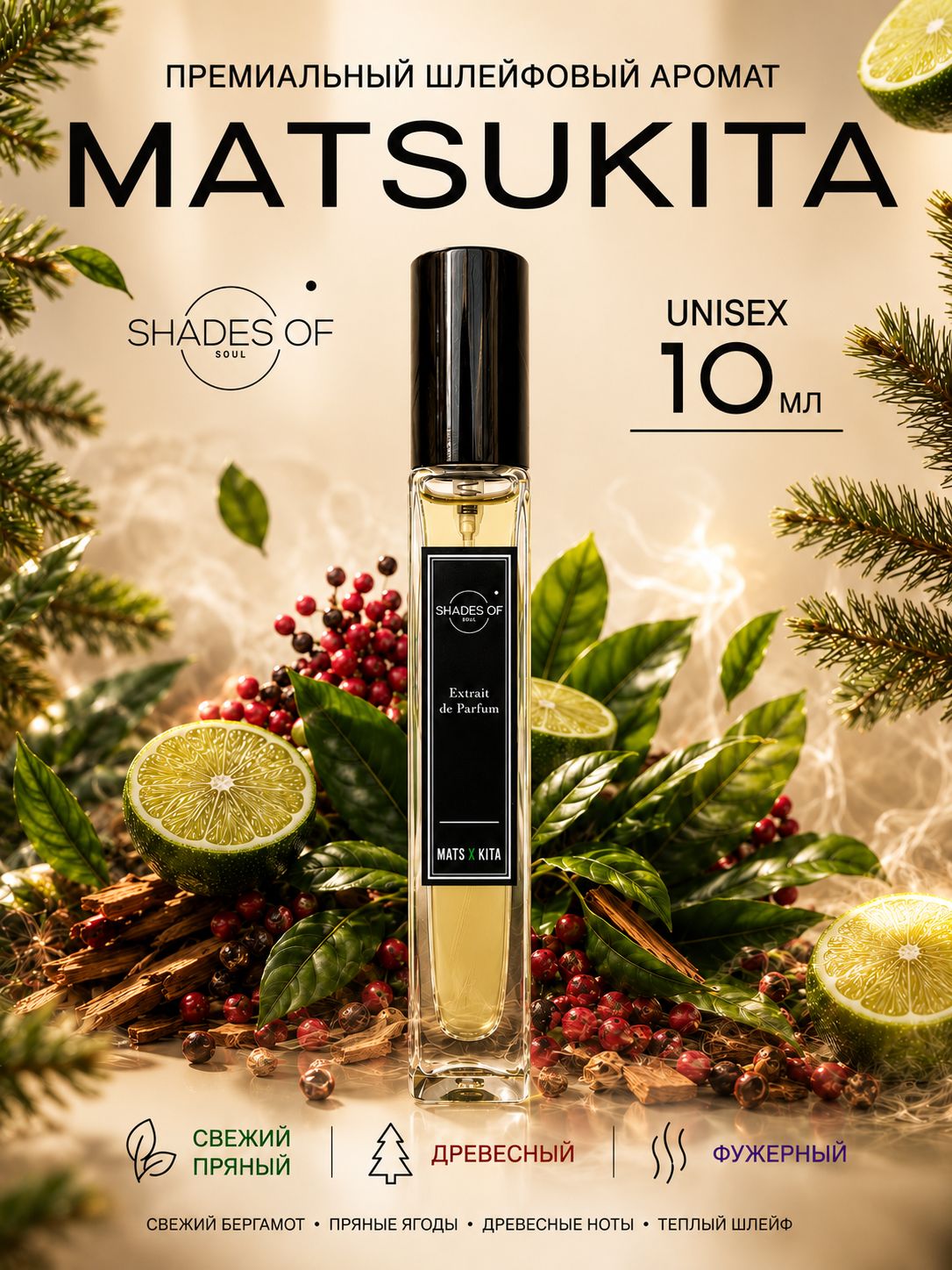 Масляные духи MATS X KITA / Мацукита, парфюмерная вода унисекс, 10мл, Премиум