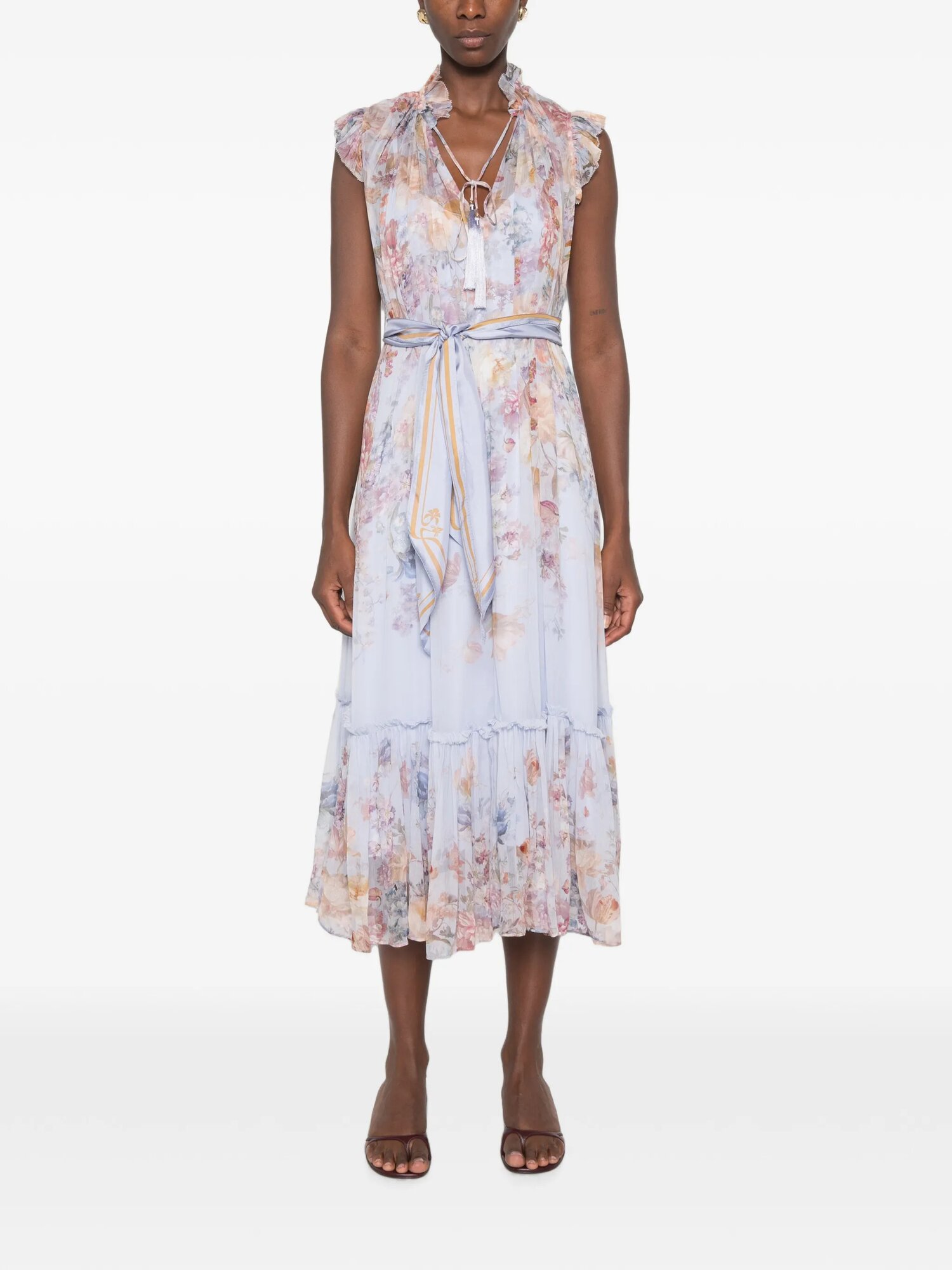 Платье ZIMMERMANN Valiant flutter dress, размер 42, синий — фото 1