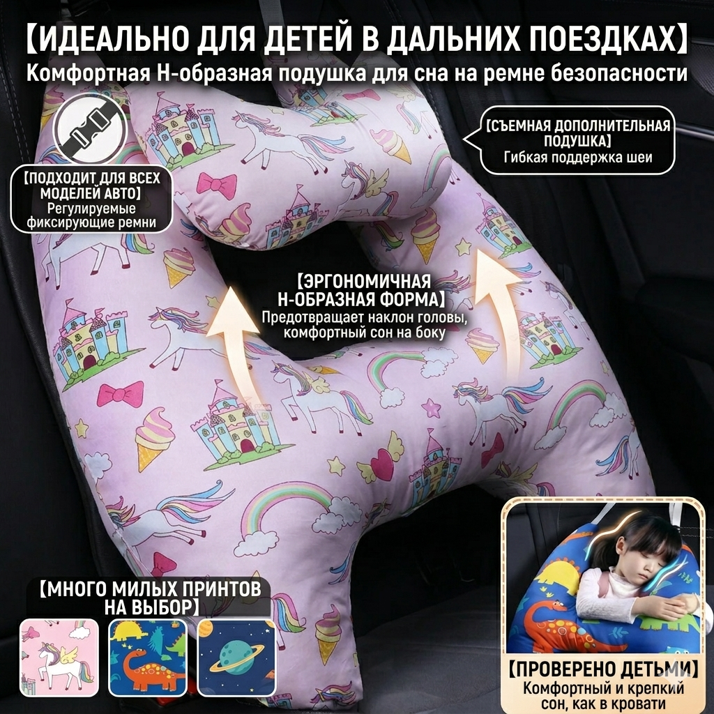 Автомобильный Держатель Для Головы Для Сна Для Детей, Н-образная, для С маленькой подушкойголовы