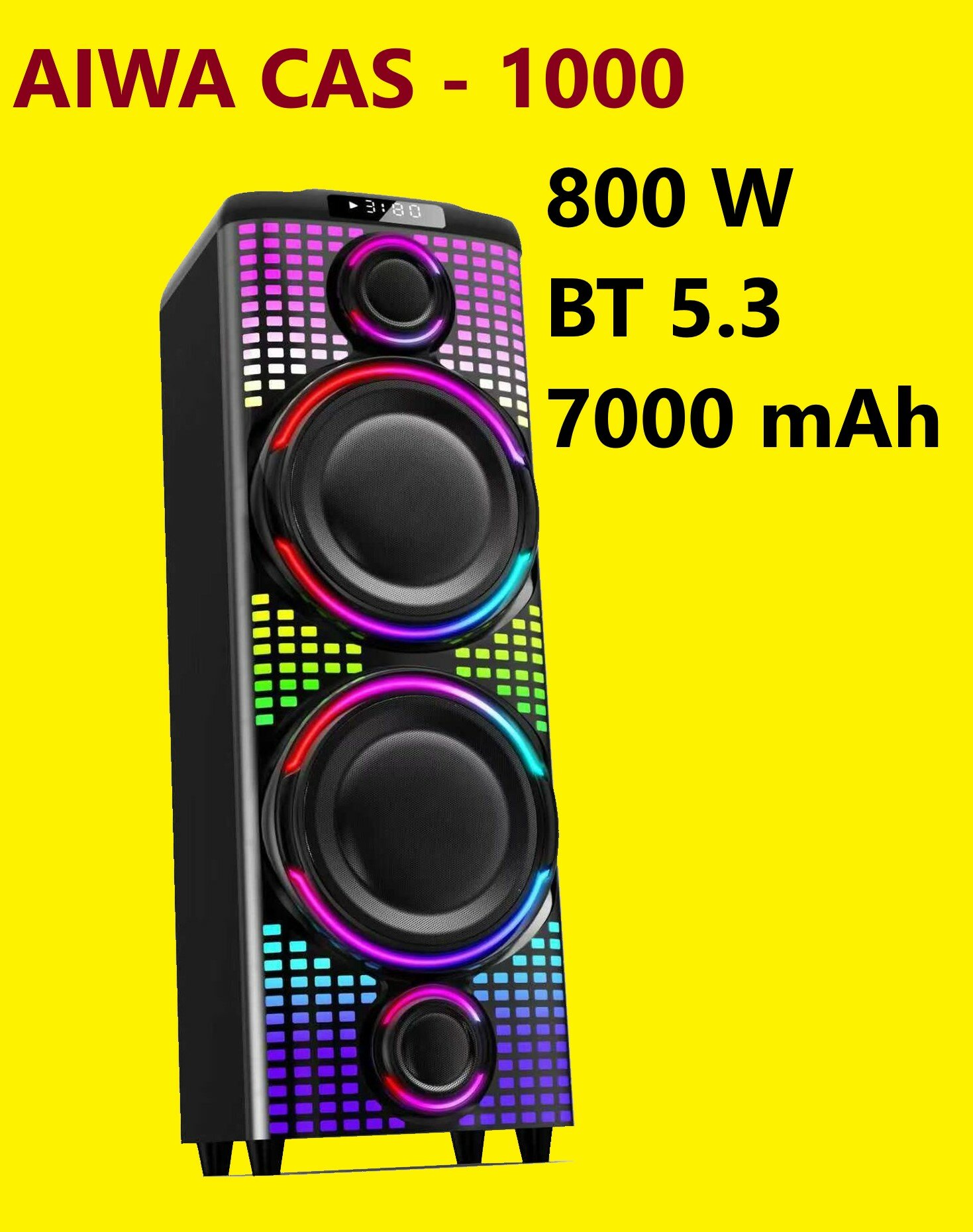 Акустическая система AIWA CAS-1000 800W, FM, караоке, Bluetooth 5.3