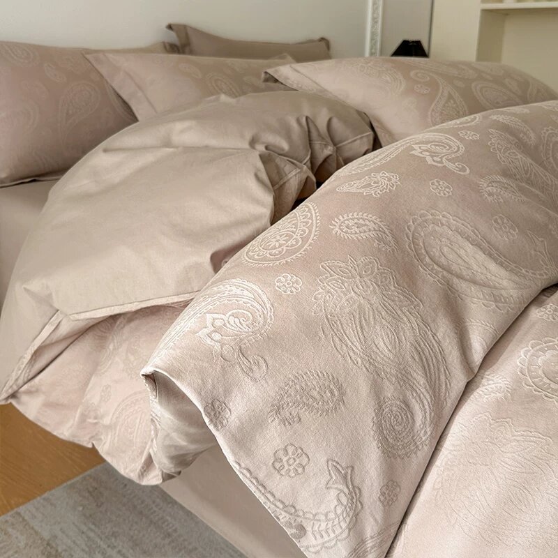 Комплект постельного белья MUJI из четырех предметов во французском стиле с объемным тиснением, из 100% хлопка,