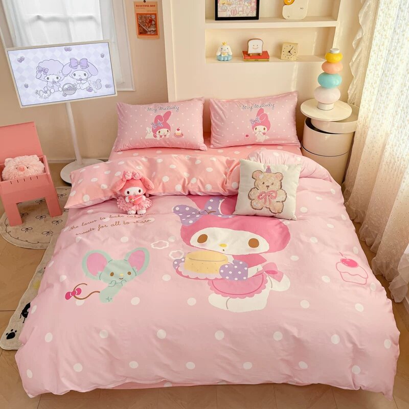 Комплект постельного белья MUJI Hello Kitty из чистого хлопка, состоящий из четырех предметов, детский комплект