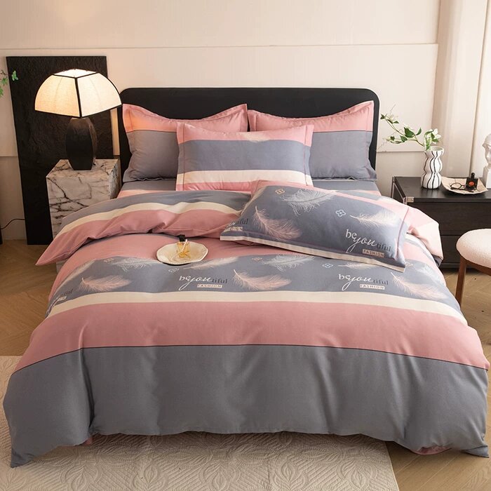 Комплект постельного белья Crystal Home Textiles из 100% чистого хлопка, утолщенный, с начесом, четыре предмета: