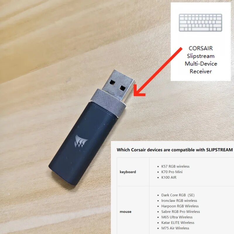 USB-приемник-ключ для Corsair, совместимый с беспроводной связью HS80, VIRTUOSO XT, VIRTUOSO SE (новая версия)