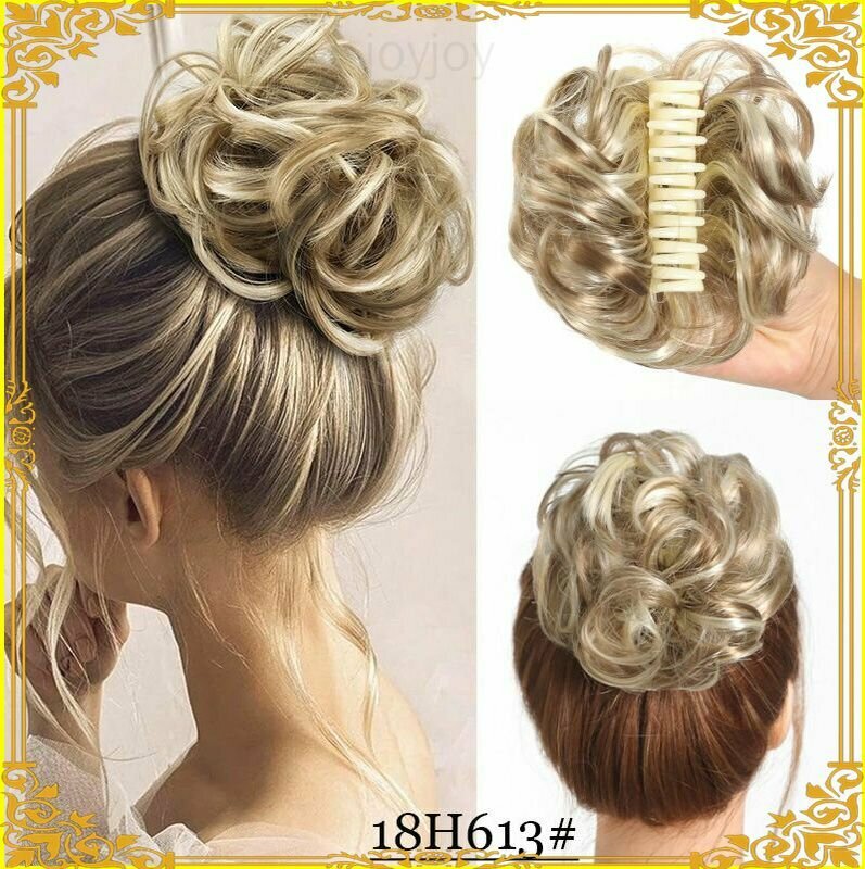Вьющиеся кусочки волос в стиле шиньон 15cm парик