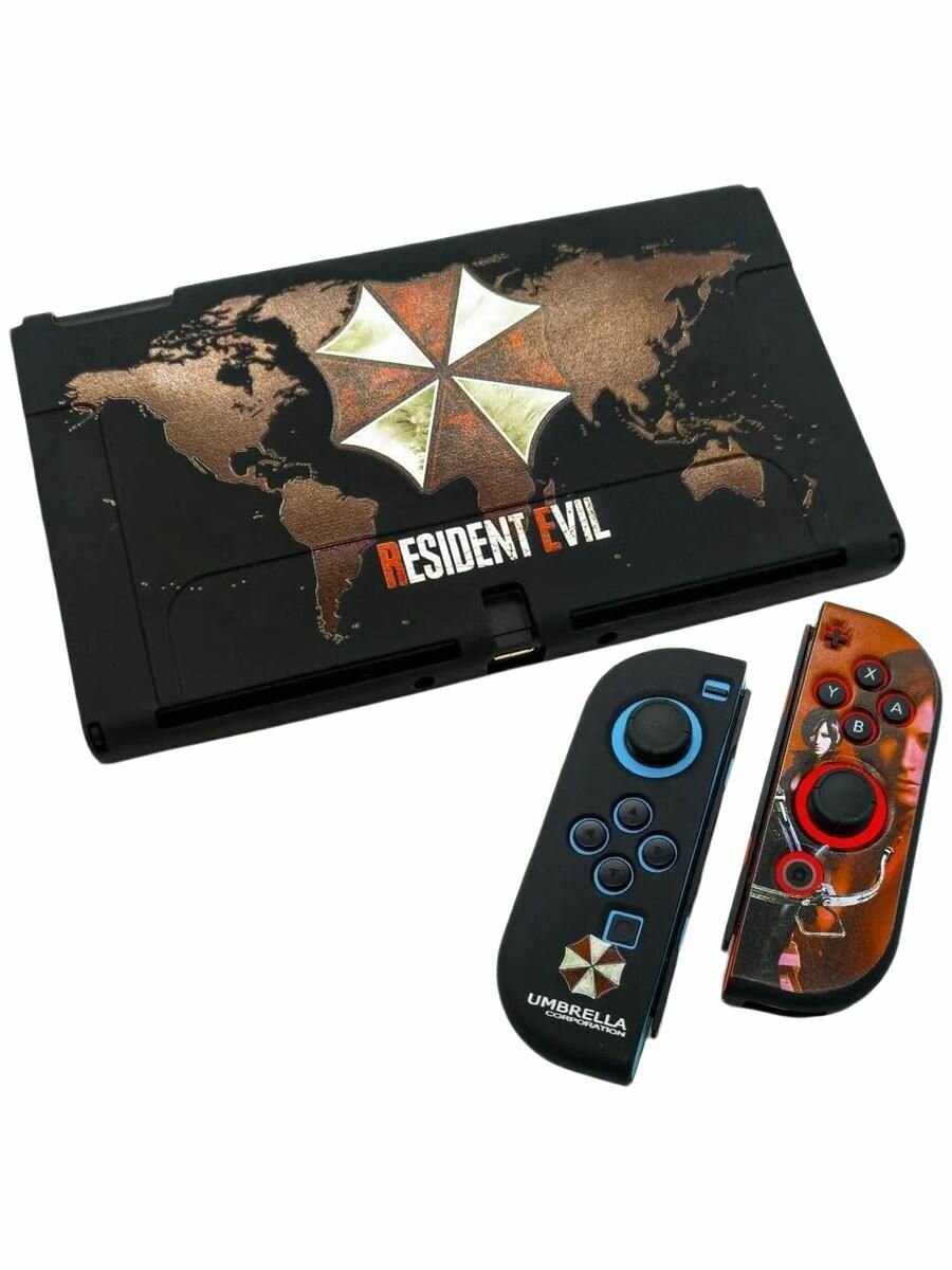 Силиконовый защитный чехол на игровую приставку Nintendo Switch Oled, Resident Evil