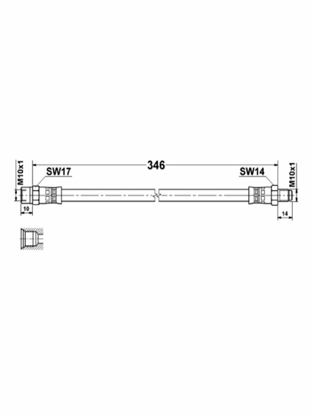 Шланг тормозной передний L=370 мм TRIALLI BF 4814