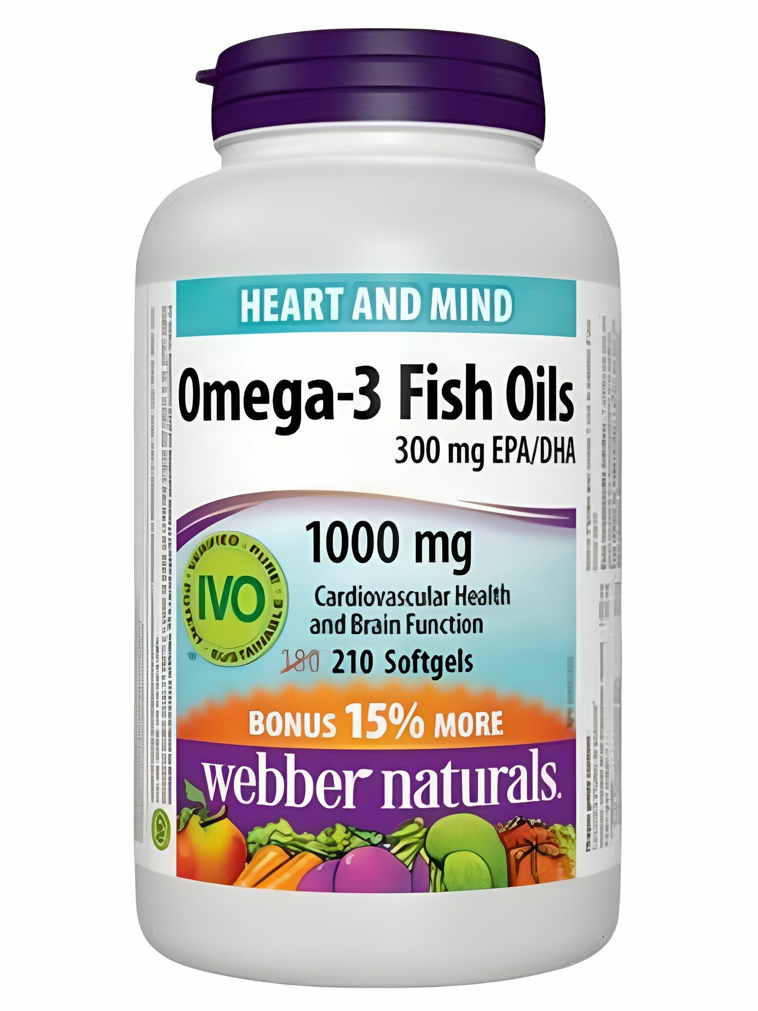 Омега 3 Тройная сила рыбий жир 1000 мг EPA/DHA 210 шт от Webber Naturals