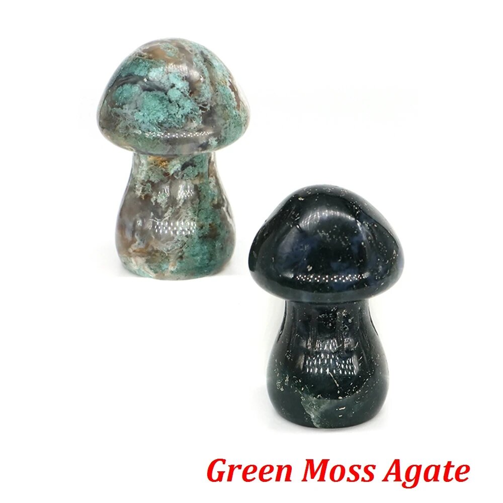 Миниатюрный кристалл кварц гриб Зеленый, 1 PCS, Green Moss Agate