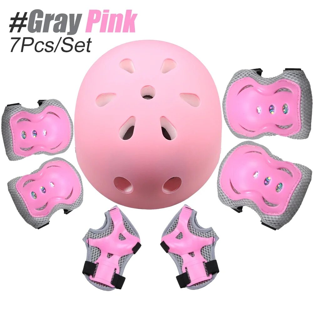 Набор защиты для скейтборда розовый Gray-Pink 7 шт