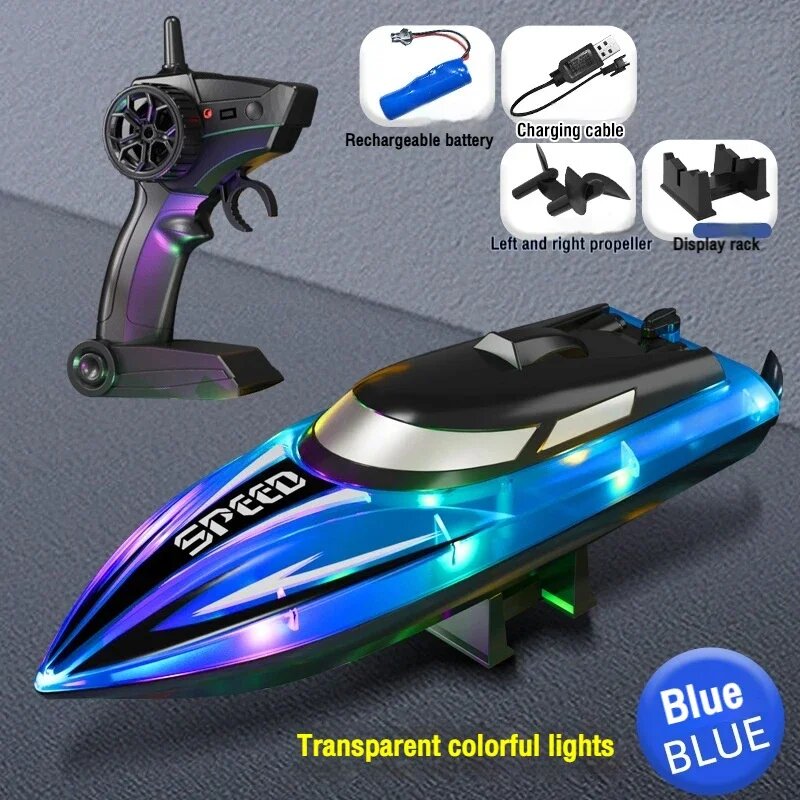 Радиоуправляемая лодка CONUSEA синяя/красная пластик 2.4G Blue light