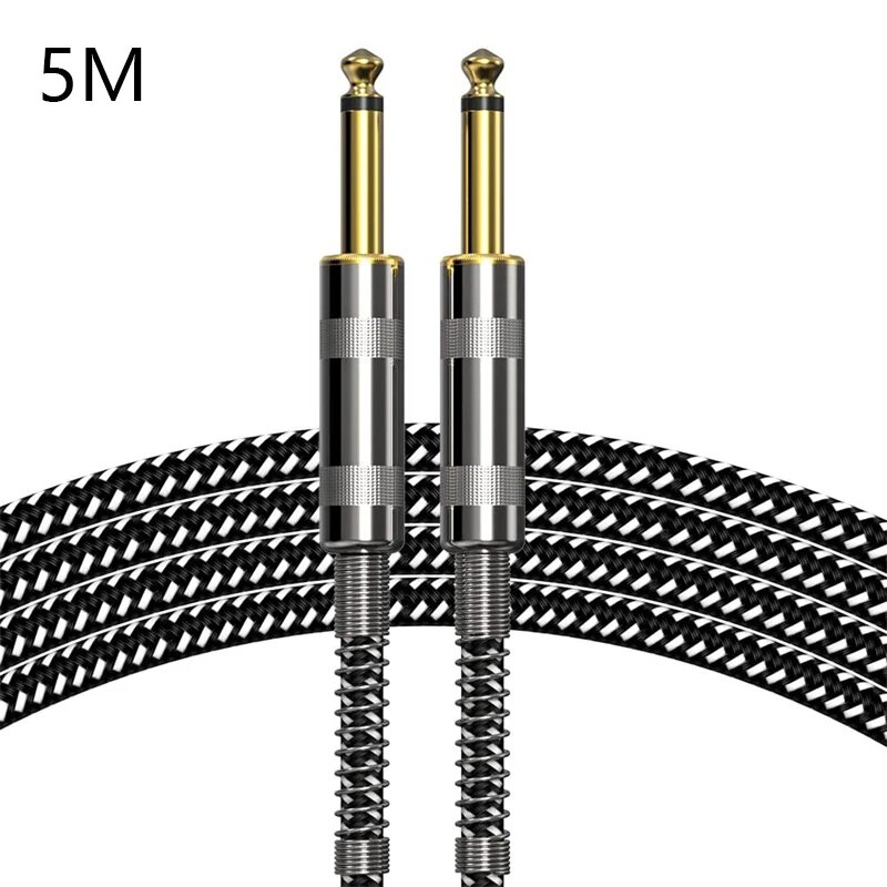 Плетеный гитарный кабель 5M Golden straight